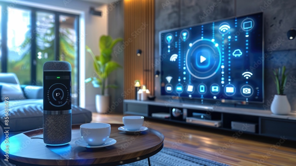 Futuristic smart home entertainment system being controlled using a ...