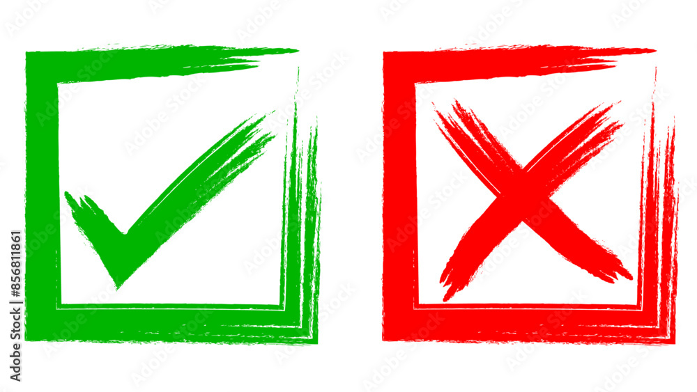 Green Tick Brush Stroke Sign, Icon, Tick Mark, Right Answer, yes, Check ...