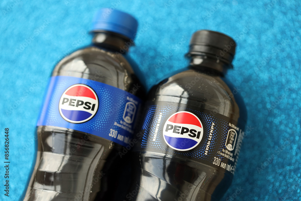 KYIV, UKRAINE - APRIL 20, 2024 Pepsi small 330ml plastic bottle drink ...