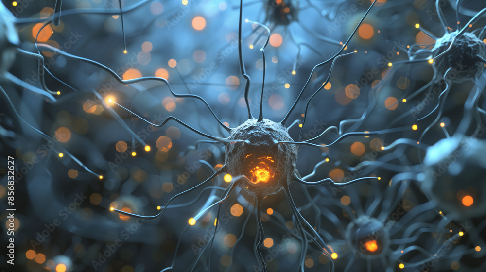 AI, Machine learning visualization as human brain neurons digital ...