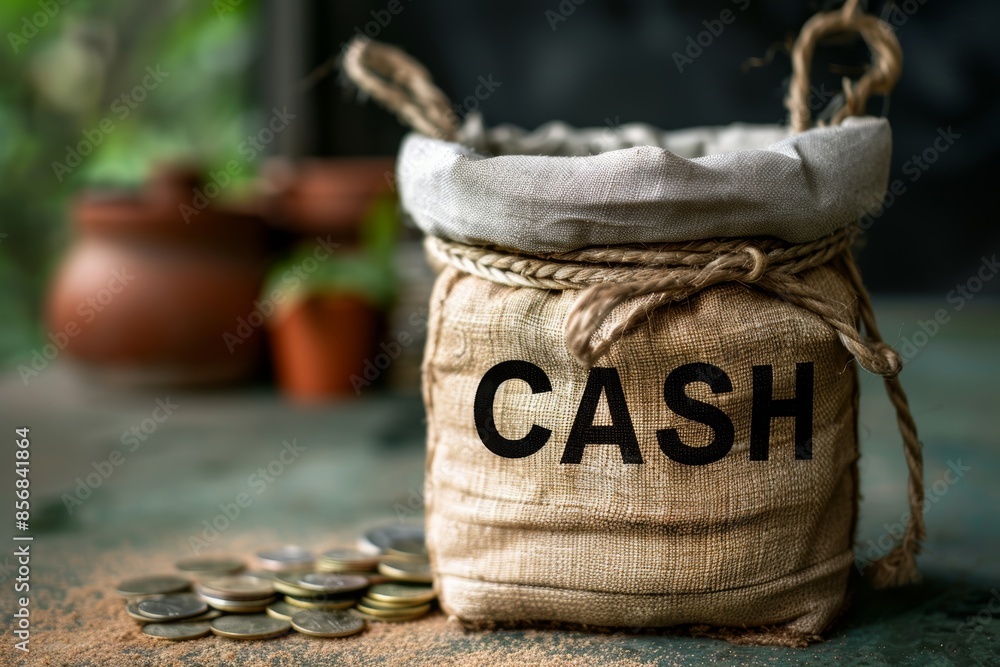 Secure cash envelope with cash label placed on table for organized and ...