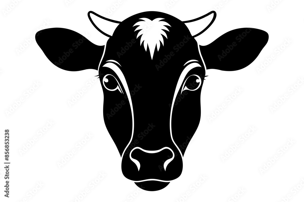 Cow head vector silhouette, Vector of cow head design, Cow silhouette ...