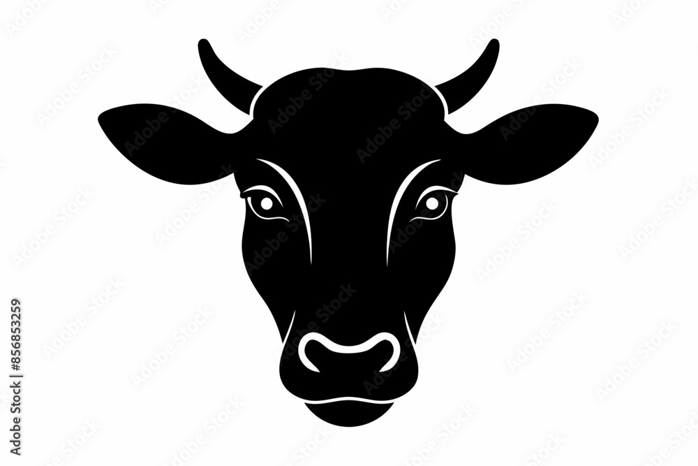 Cow head vector silhouette, Vector of cow head design, Cow silhouette ...