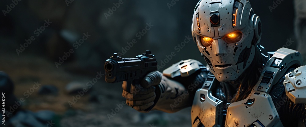 cyborg soldier fighting in a warzone movie story seen trail cam footage ...