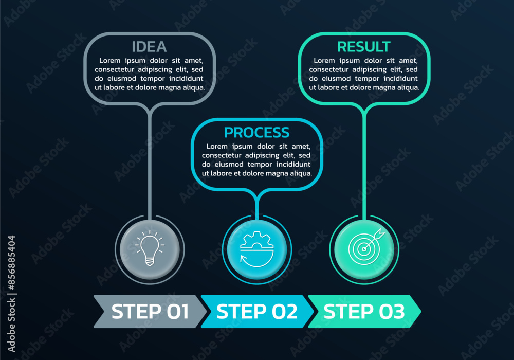 3 steps, option infographic with business icons. Process diagram ...