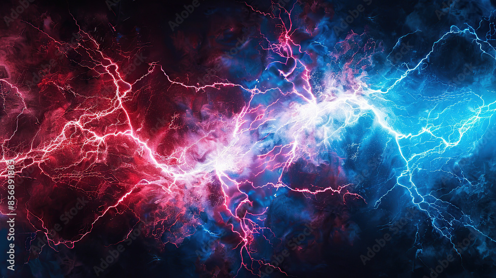 Red and blue lightning background, abstract energy background with ...