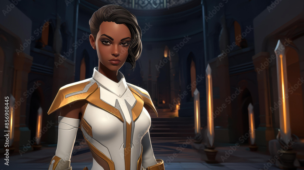 Meet the Celestial SentinelAn Ethereal Female Warrior in Shimmering ...