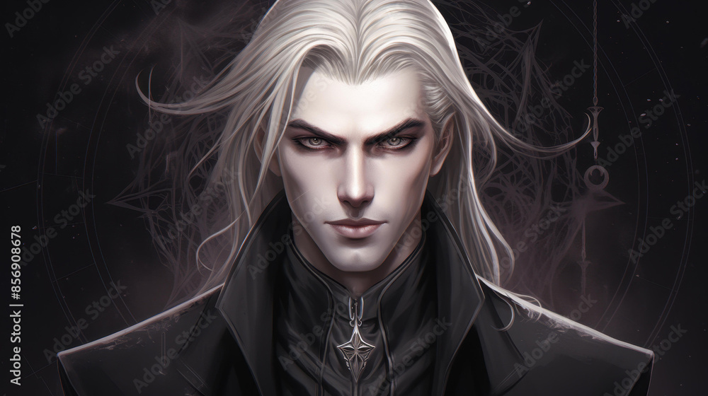 Terrifying portrait of a gothic cult devotee in a nightmarish robe with ...