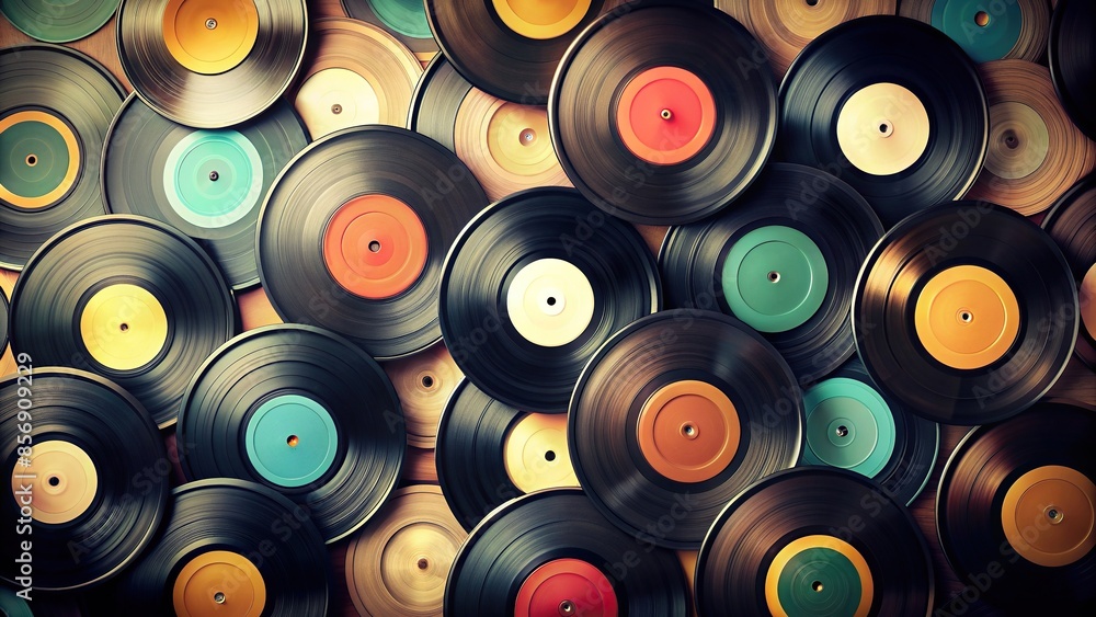Retro vintage vinyl records background , music, nostalgia, retro ...