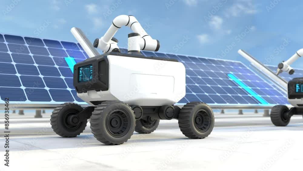 Robot clean solar panels, Automatic robot cleaning solar cell ...