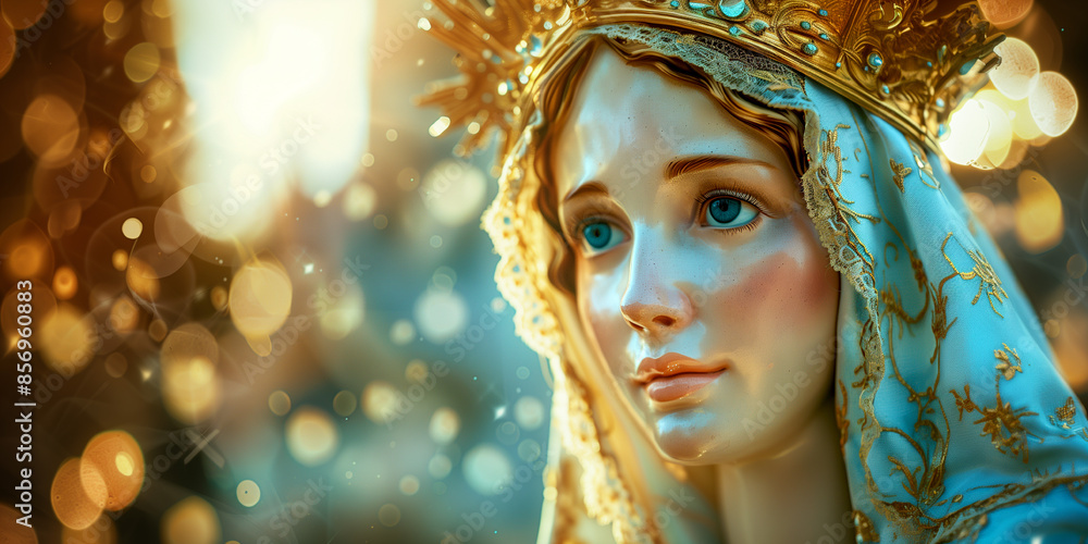 hyper realistic elegant statue of a pretty beautiful Virgin Mary with a ...