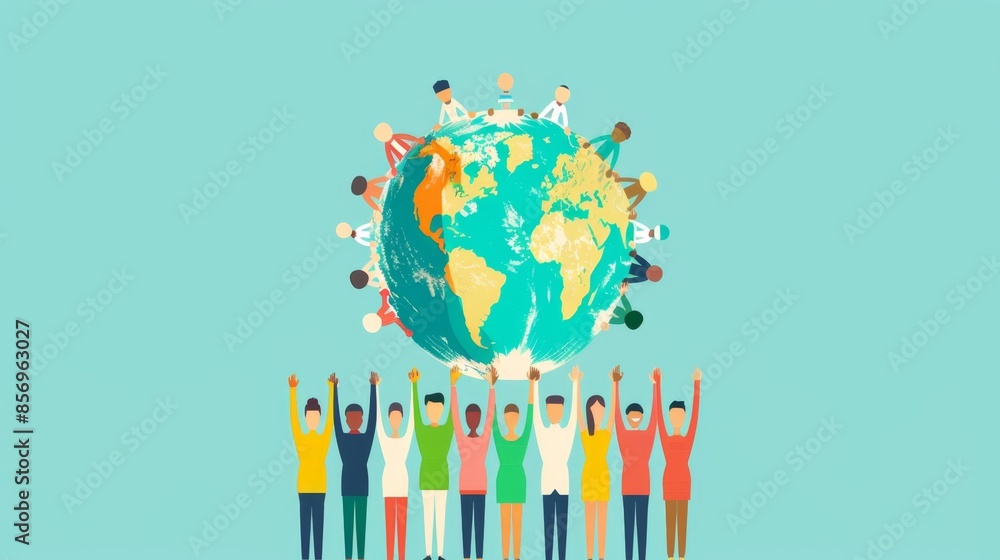 global unity concept, diverse group of people from various cultures ...