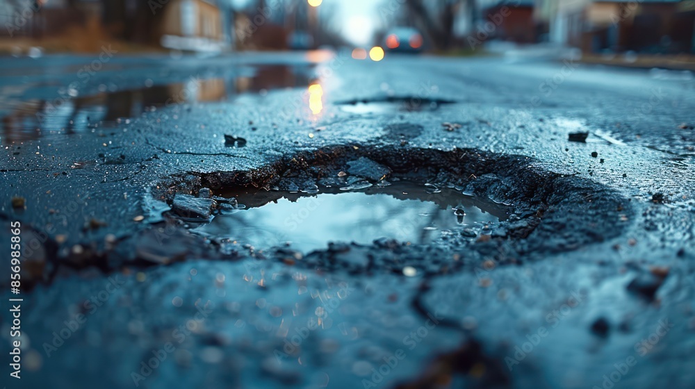 Damaged City Street with Potholes and Worn Asphalt Pavement Stock Photo ...