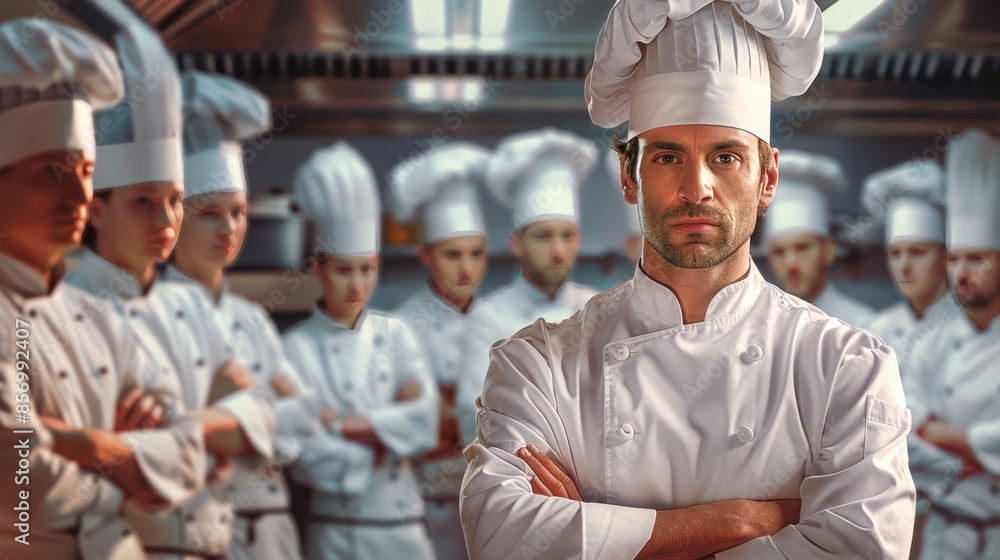 Professional Head Chef Leading Team in Serious Kitchen Environment ...