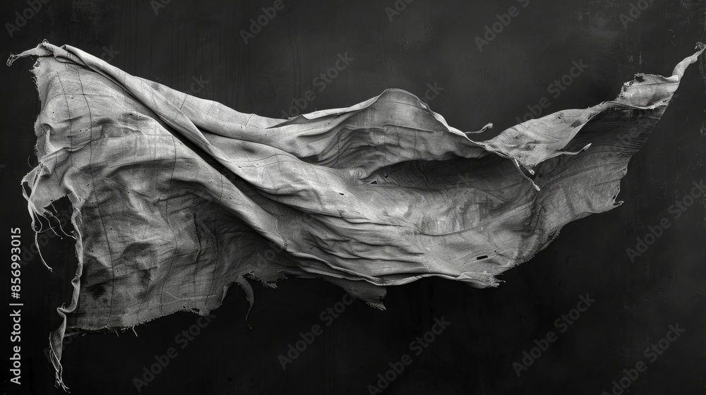 A tattered banner flaps in the wind its fabric weathered and worn but ...