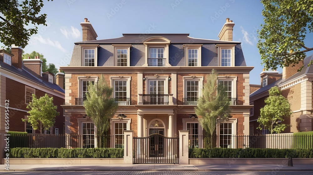 Beautiful Georgian townhouse with elegant sash windows, a harmonious ...