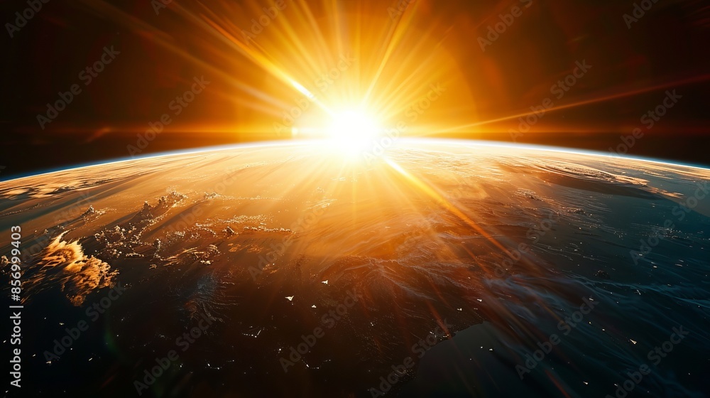 A breathtaking sunrise view of planet Earth from space, capturing the ...