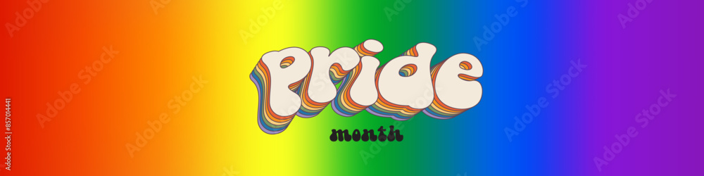 Pride month horizontal banner with gradient with pride colors flag and ...