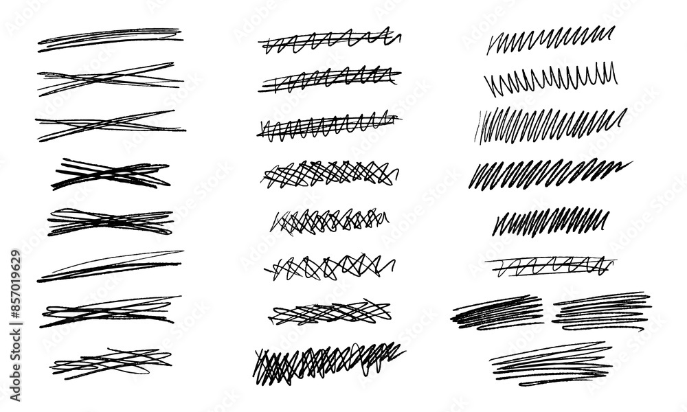 Handwritten strikethroughs, doodles and scribbles. Twenty-five randomly ...