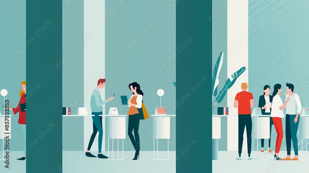 Networking at University Career Fair - Modern Vector Illustration in ...