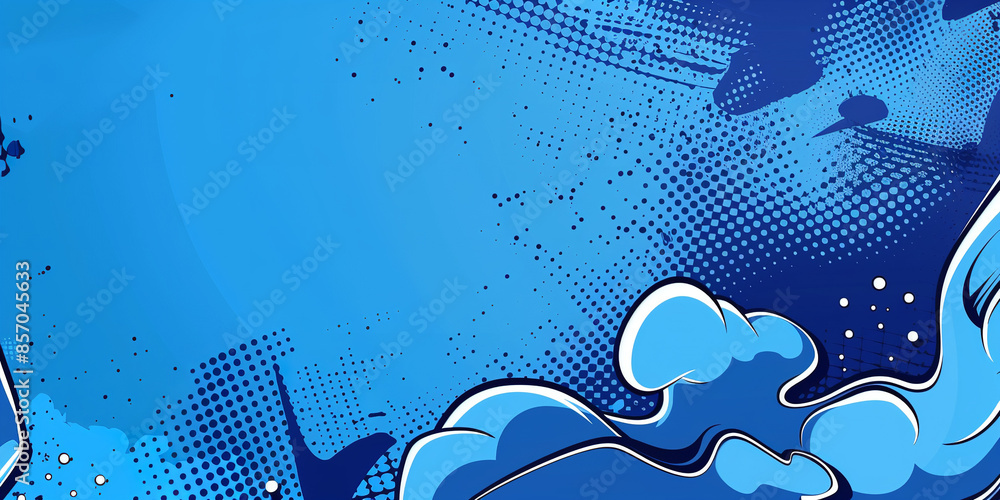 A blue comic-style background designed with ample copy space. This ...