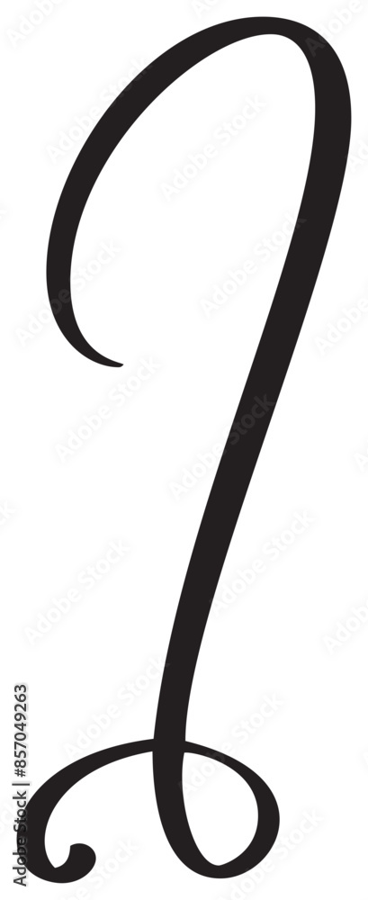 Vector calligraphy hand drawn letter I drop cap. Script font logo icon ...