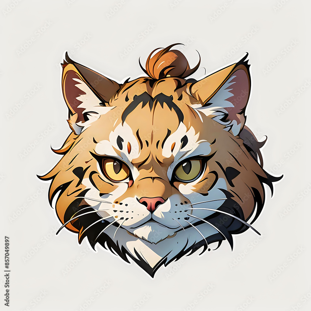 Golden Gaze Feline Sovereign. This artwork features a majestic feline ...