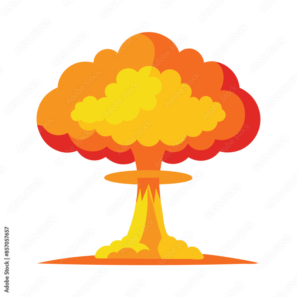 Nuclear explosion cartoon effect. Atomic bomb smoke cloud isolated on ...