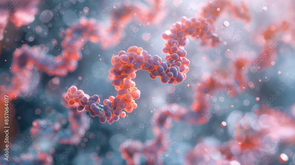 realistic exosome cell with dna spiral floating from the cell, real ...