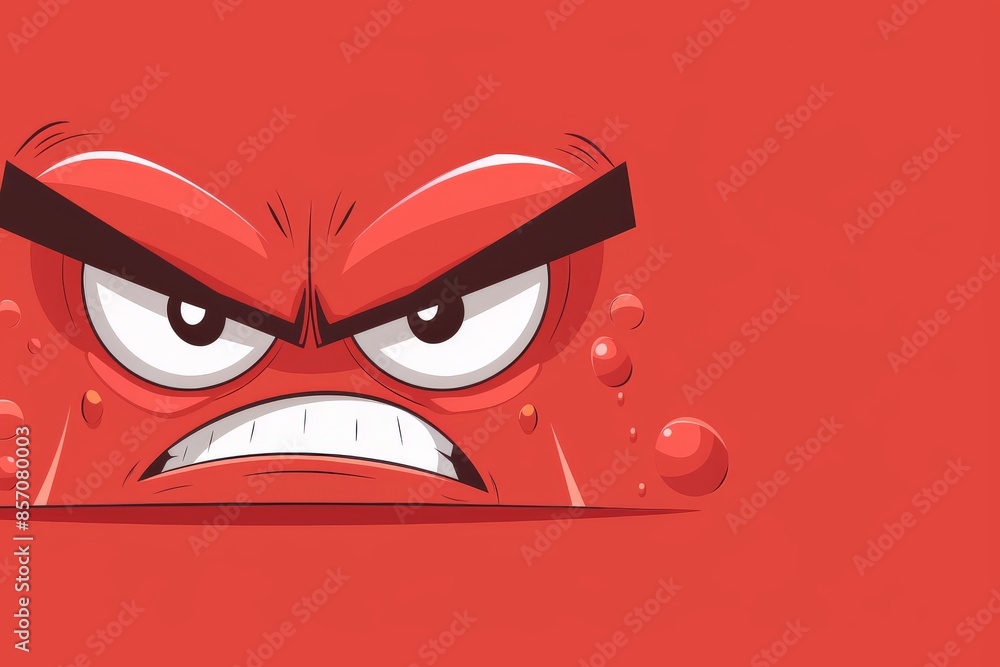 Cartoon angry face expression on solid red background Stock Photo ...