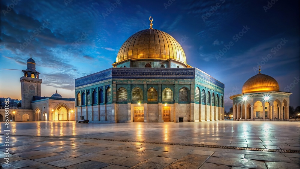 Masjid al Aqsa mosque illuminated at night, mosque, Masjid al Aqsa ...