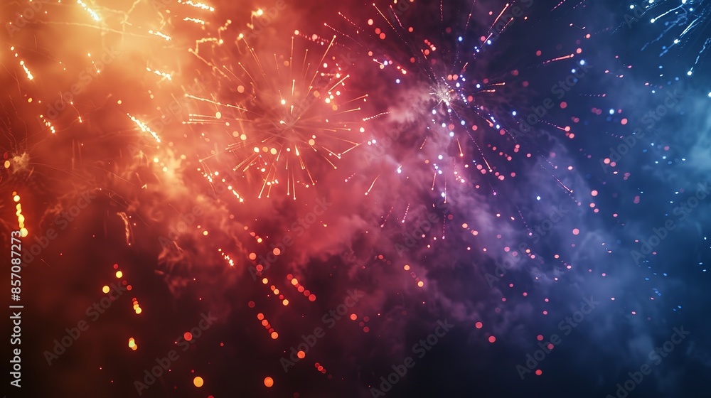 American flag colors and fireworks mockup background Stock Illustration ...