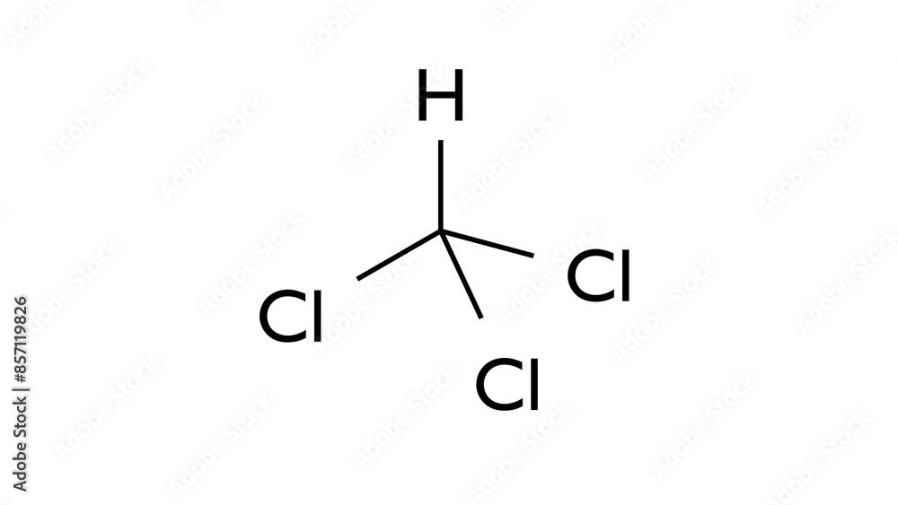 chloroform molecule, structural chemical formula, ball-and-stick model ...
