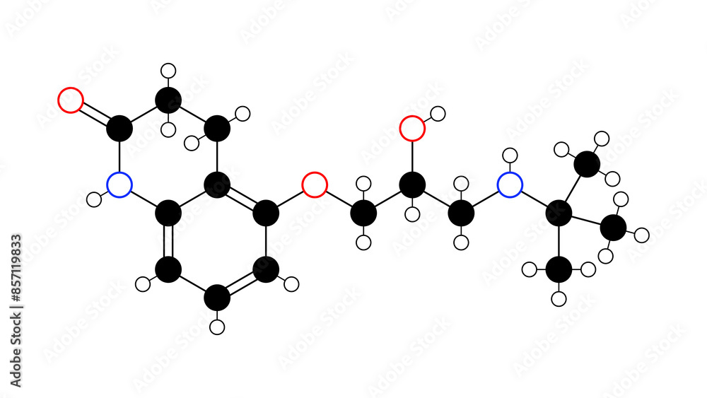 carteolol molecule, structural chemical formula, ball-and-stick model ...