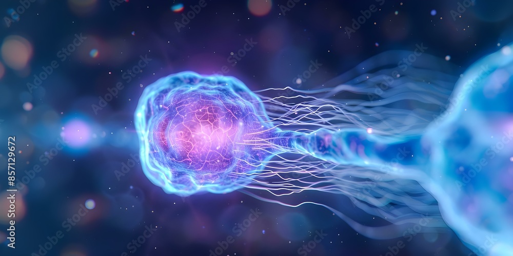 Nerve synapse junction where nerve cells transmit signals in nervous ...