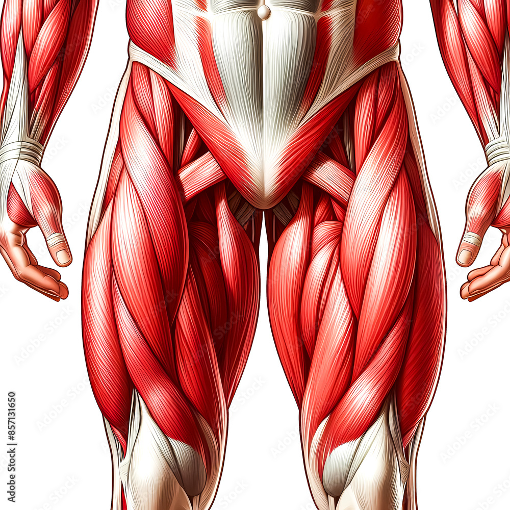 Vector anatomy illustration showing the muscle structure of the human ...