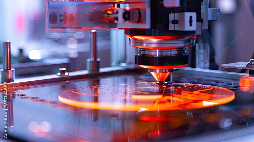 Silicon wafer cutting and polishing in a semiconductor research lab ...