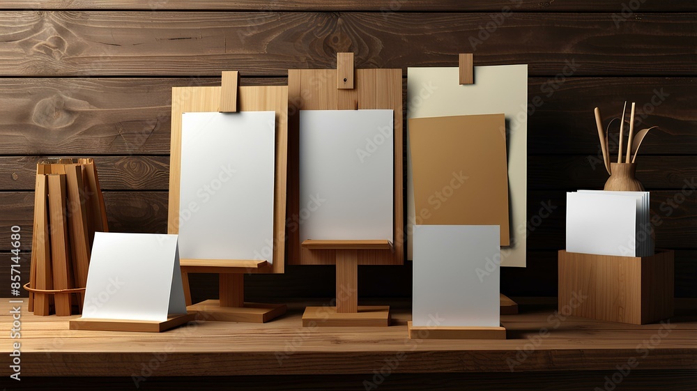 A vector set of realistic 3D blank A4 vertical paper sheets and cards ...