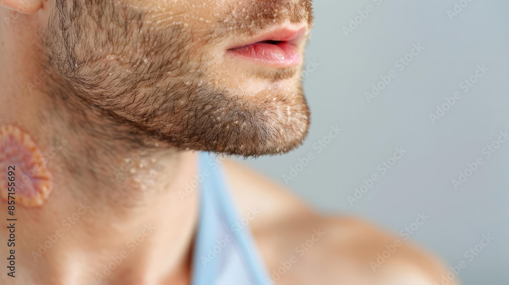 Heat rash on athlete's chest, Skin irritation, Depicting the effects of ...