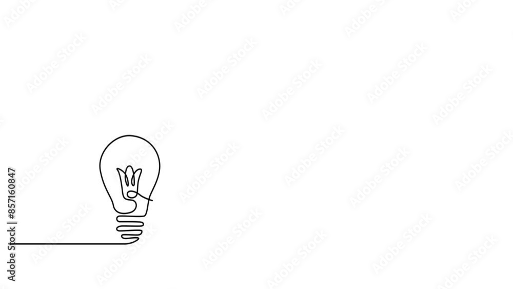 Animation Electric light bulb.Continuous one line drawing light bulb ...