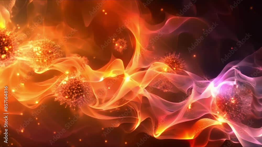 Microscopic image showing pollen immune cells in respiratory tract ...