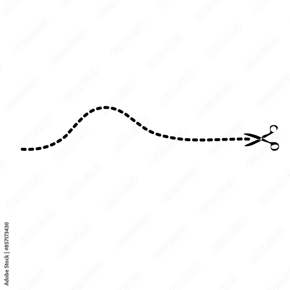 Dashed Cut Lines With Scissors Stock Vector | Adobe Stock