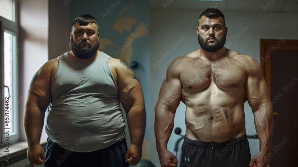 An obese man at the beginning of his journey to transformation through ...