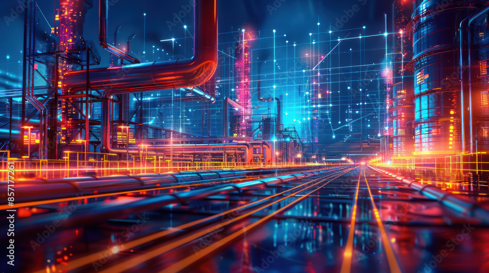 oil and gas or industrial pipeline and tank factory industrial area for ...