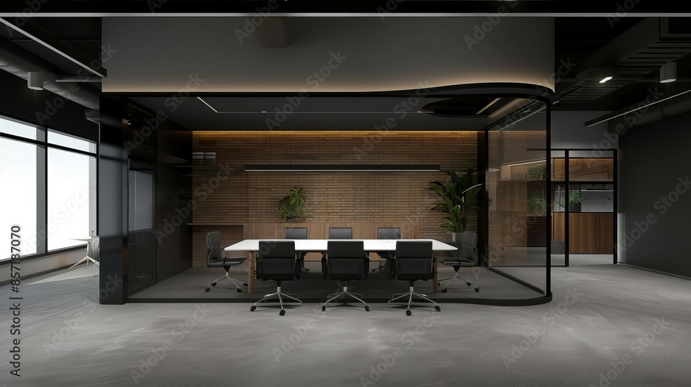 ominous, a longitudinal office space, luxurious interior design, a ...