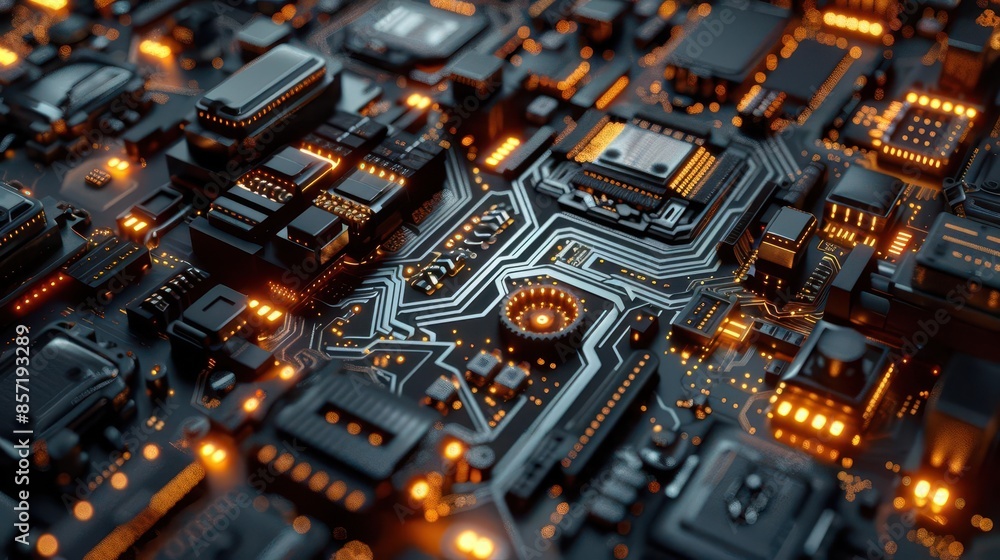 highly detailed ai supercomputer circuitry with cpu and gpu insane ...