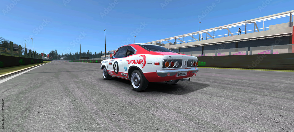 Red Mazda RX3 on race track, vintage race car driving - High Resolution ...