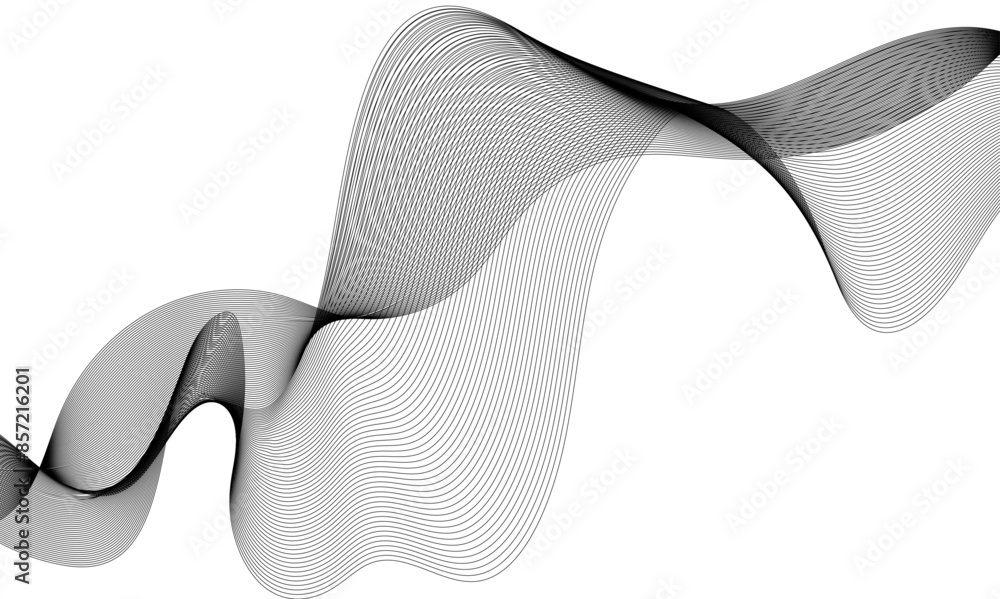 Abstract grey wavy lines on transparent background. Digital frequency ...