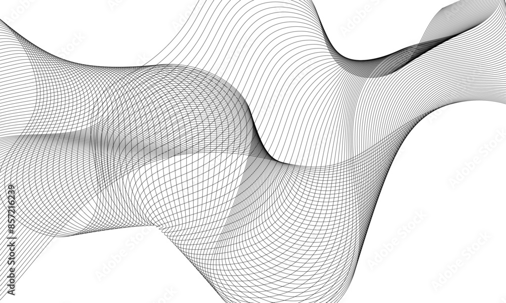 Abstract grey wavy lines on transparent background. Digital frequency ...