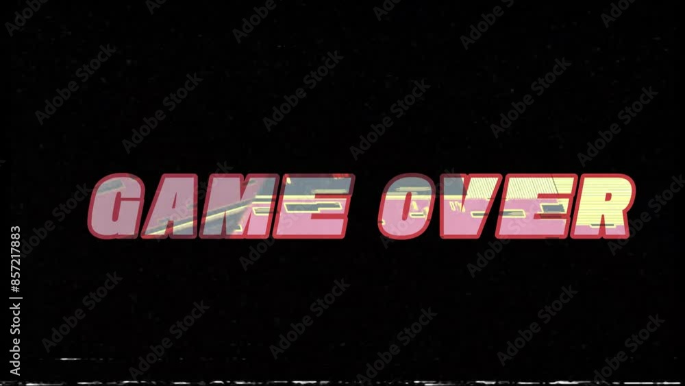 Looped Game Over Animation on Black Background with Glitch and ...